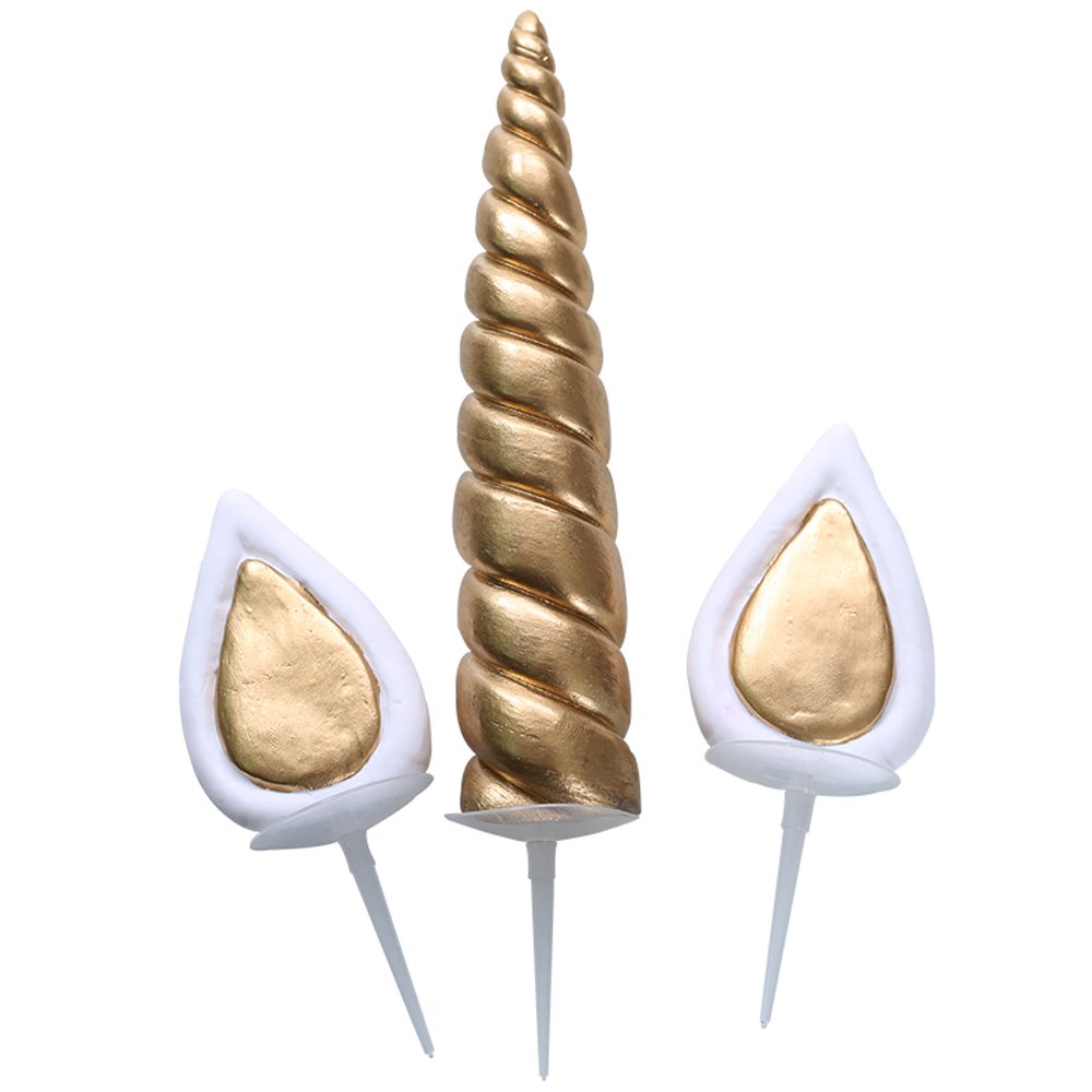 Yashell Topper, Reusable Gold Horn,Ears and Eyelashes Cake Value Set for Unicorn Party Decoration for Baby Shower,Weddin