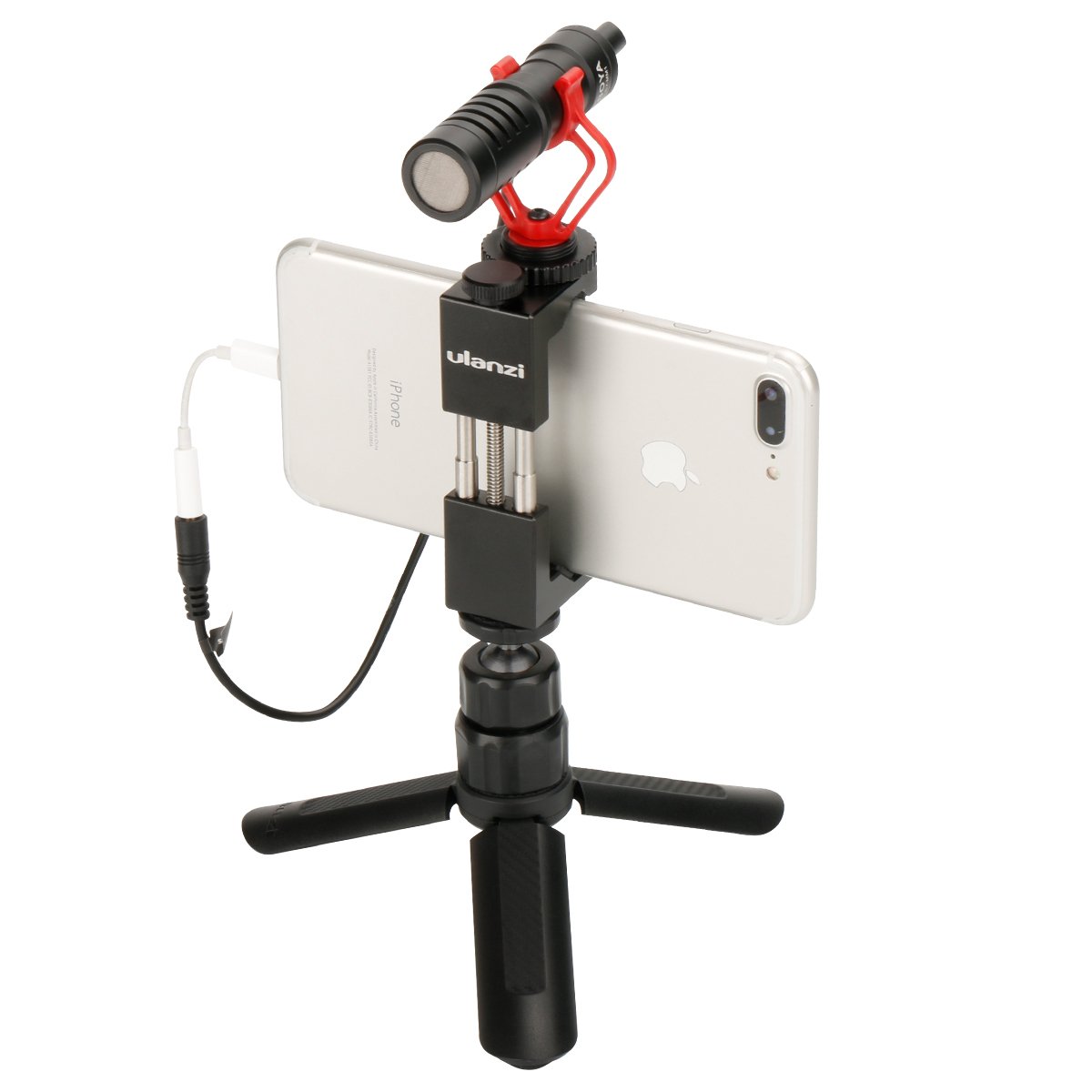 ULANZI Aluminum Phone Tripod Mount with Cold Shoe Mount, Smartphone Video Rig Tripod Mount Adapter for iPhone 11 Pro Max XS X 8 Plus Samsung Galaxy Google Pixel OnePlus One Sony Mobile Phones