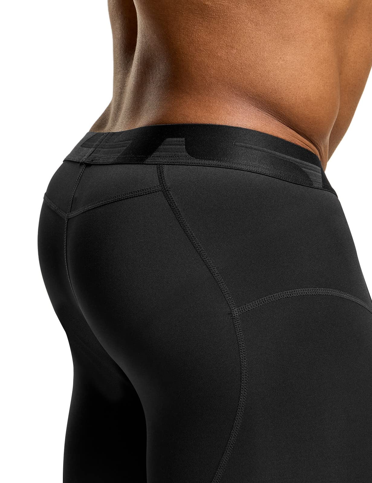 TSLA Men's 3/4 Compression Pants, Running Workout Tights, Cool Dry Capri Athletic Leggings, Yoga Gym Base Layer, Control Capris Black, Large
