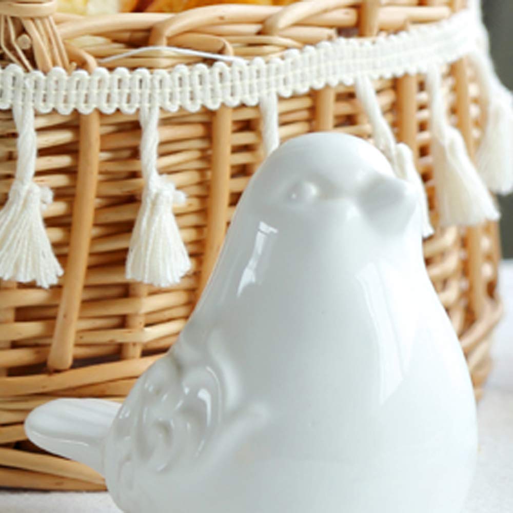 White Glazed Small Ceramic Chubby Bird Figure Figurine Ornaments Decoration, Animal Model Gift for Home Garden Statue Decorative Crafts (White, Small)