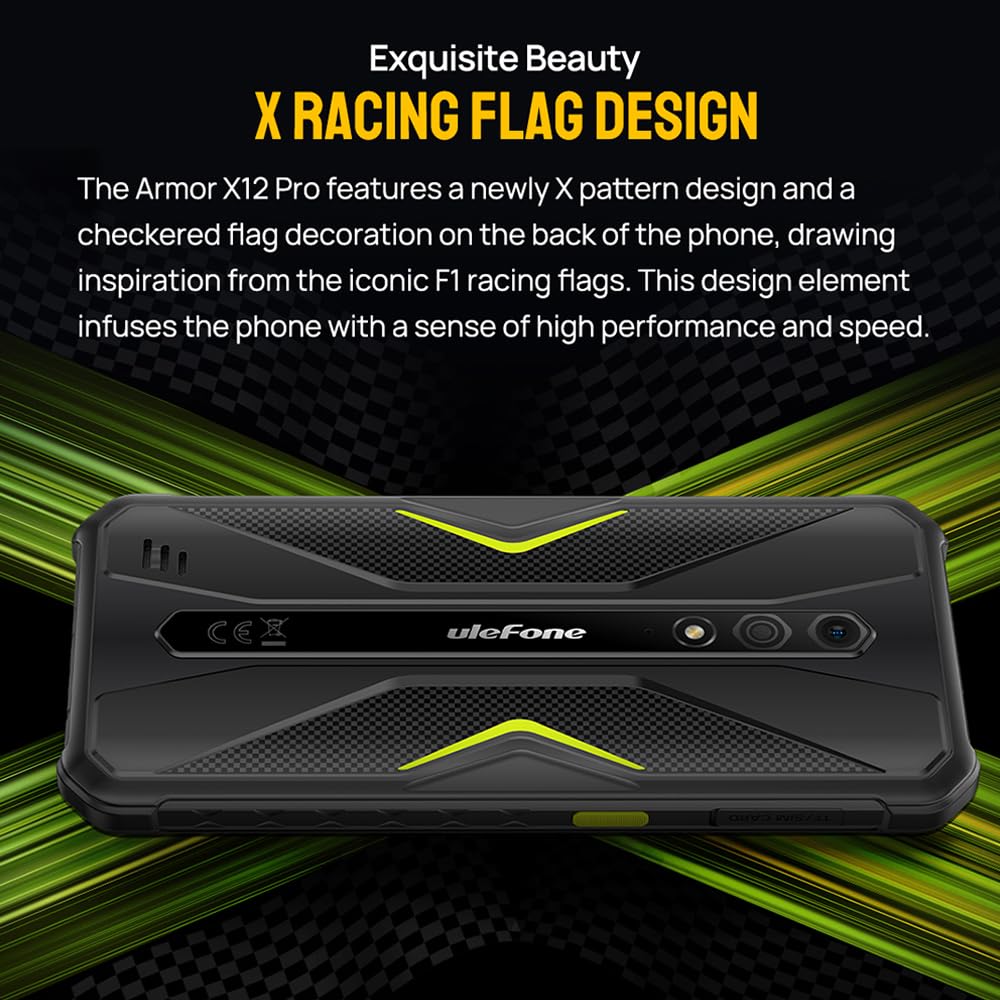 Ulefone Armor X12 Pro Rugged Smartphone Unlocked, MTK G36 8GB+64GB Android 13 Cell Phone, 13MP+8MP, 5.45" HD+, 4860mAh, Dual SIM 4G Rugged Phone, NFC GPS OTG FM,Orange