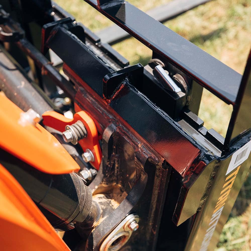 Titan Attachments HD Skid Steer Pallet Fork Attachment, 42" Fork Blades, Rate 5,500 LB, Quick Tach Tractor Loader