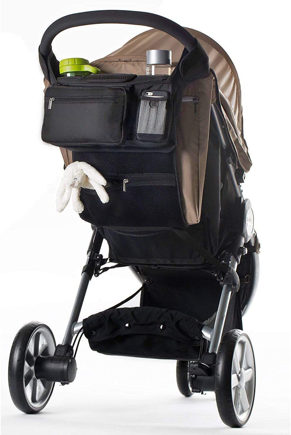 YEYUNTO STROLLER ORGANIZER with cup holders NON-SKID strap FITS ALL strollers, Compact Mirror, Storage for Phone, Wallet, Toys