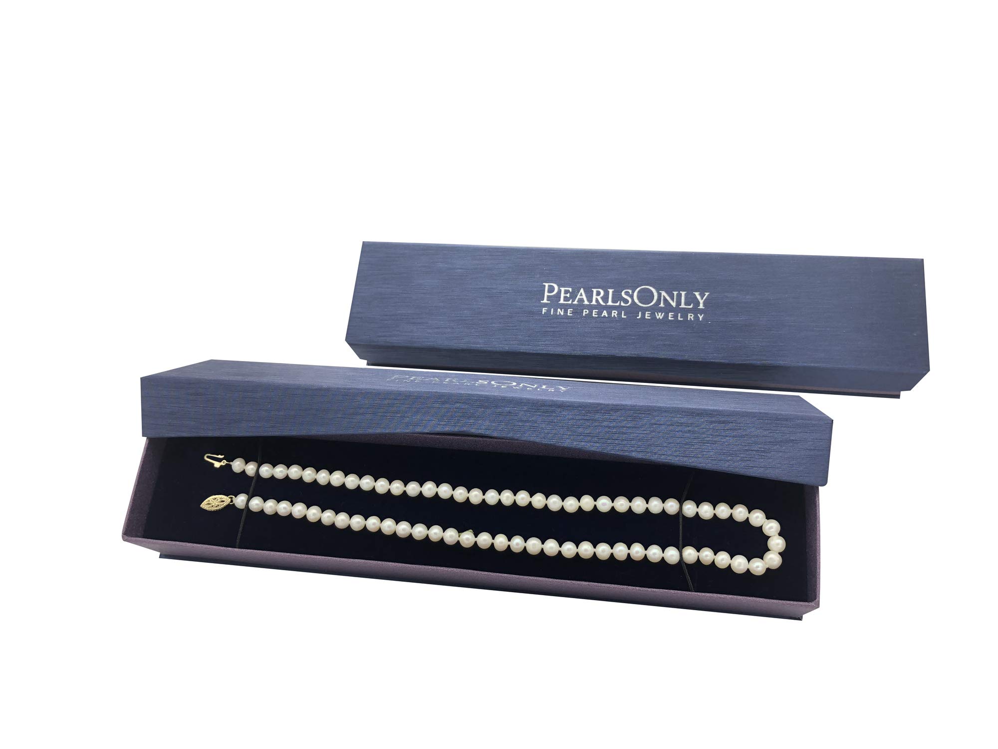 White 5.5-6mm AAA Quality Freshwater Cultured Pearl Necklace for Women-23 in Matinee Length