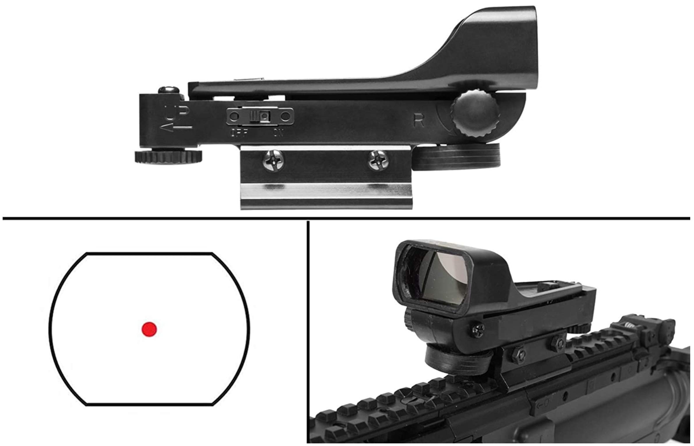 Ultimate Arms Gear Polymer Reticle Red Dot Open Tubeless Reflex Scope Sight Weaver-Picatinny & Dovetail Mount Adapter Rail, Black for TenPoint Crossbow
