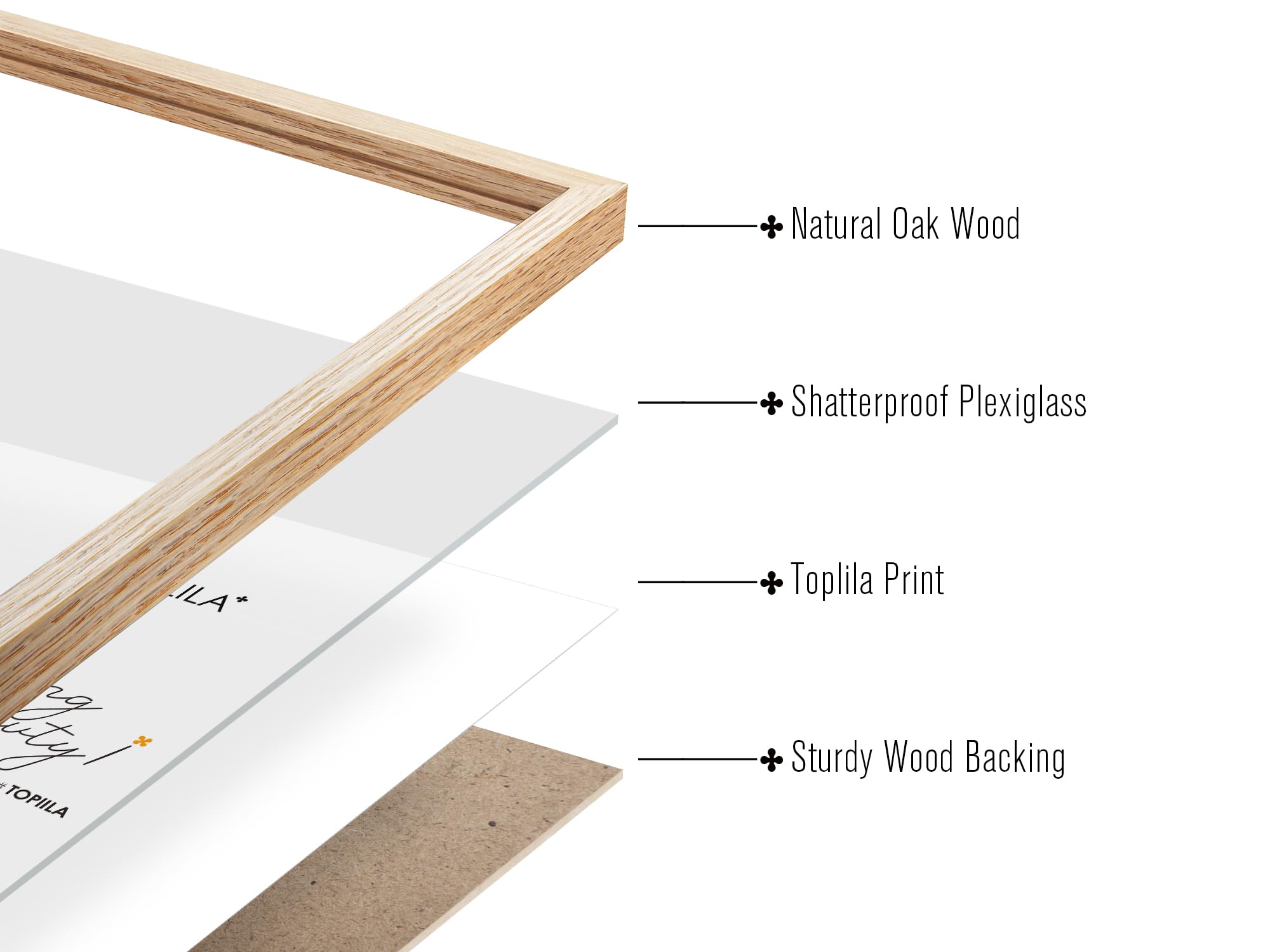 TOPLILA 11x14 Oak Wood Picture Frame,Thin Border 11x14 Natural Solid Wood Photo Frame,Poster Frame Wall Photo Frame