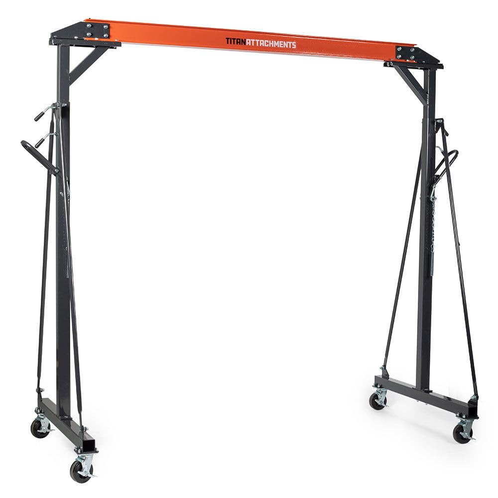 Titan Attachments 0.5 Ton Adjustable Steel Gantry Crane, Portable Shop Lift Hoist, Frame Only, Rated 1,000 LB