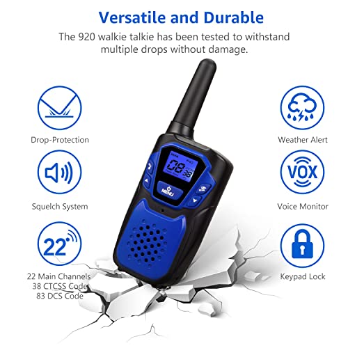 Topsung Walkie Talkies for Adult, Easy to Use Rechargeable Long Range Walky Talky Handheld Two Way Radio with NOAA for Hiking Camping(Blue 2 Pack)