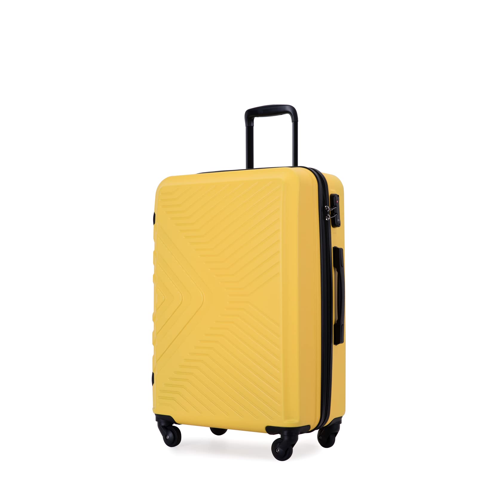 Tripcomp Luggage Sets Wear-Resistance Hardside Lightweight Suitcase Double Spinner Wheels, TSA Lock,Two Hooks, Scratch-resistant Carry-on, 3 Piece Set(20/24/28) (Bright yellow)