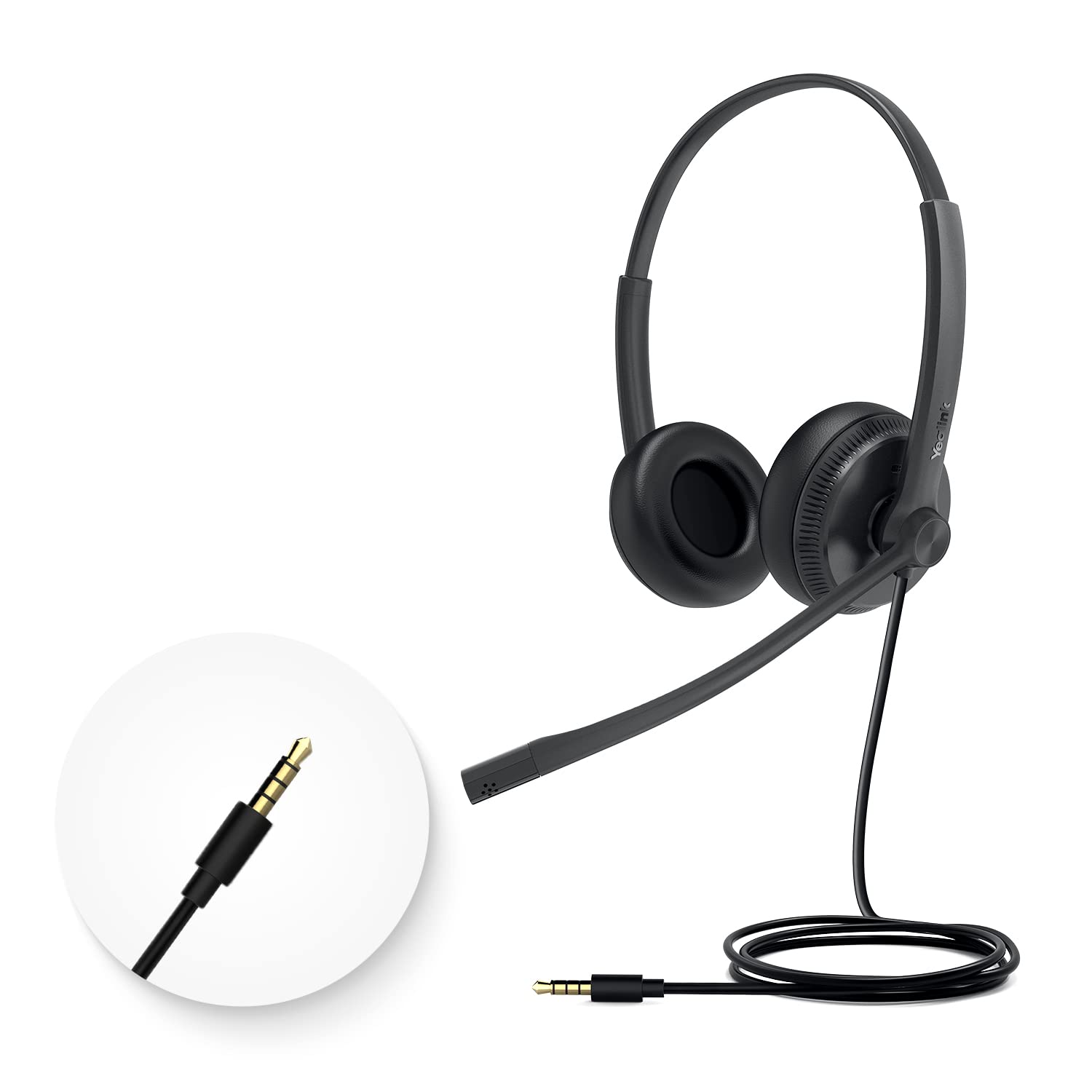 Yealink UH34 USB Headset with Microphone for PC Laptop, 3.5mm Stereo Headphone Noise Canceling&Volume Control, Teams Certified Work Office Headset