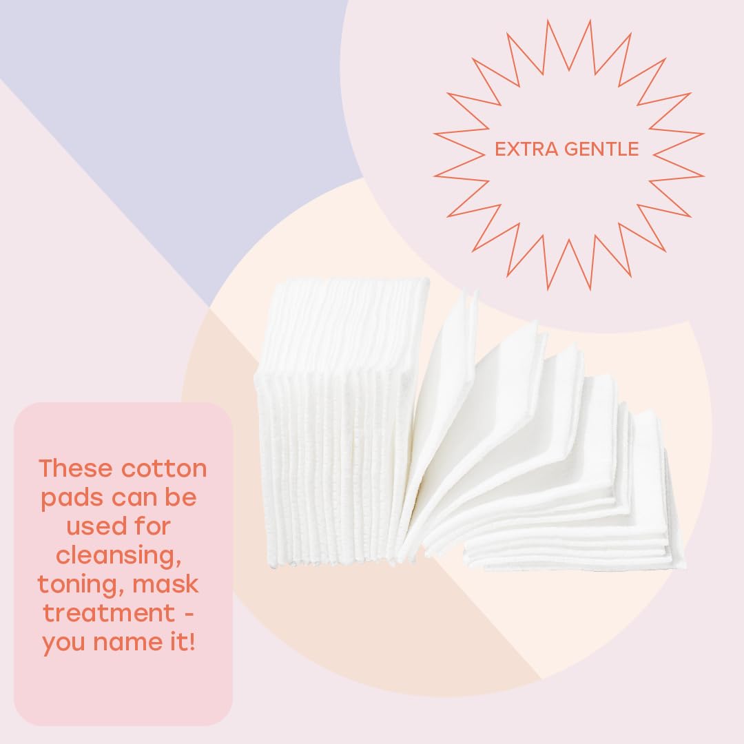 White Rabbit - Naked Cotton Classic - Premium Facial Cotton Pads - for Makeup Remover, Toner, Mask - 100% Cotton, Unbleached, Lint-Free - Extra Soft & Durable - Natural & Cruelty-Free - 200 Count