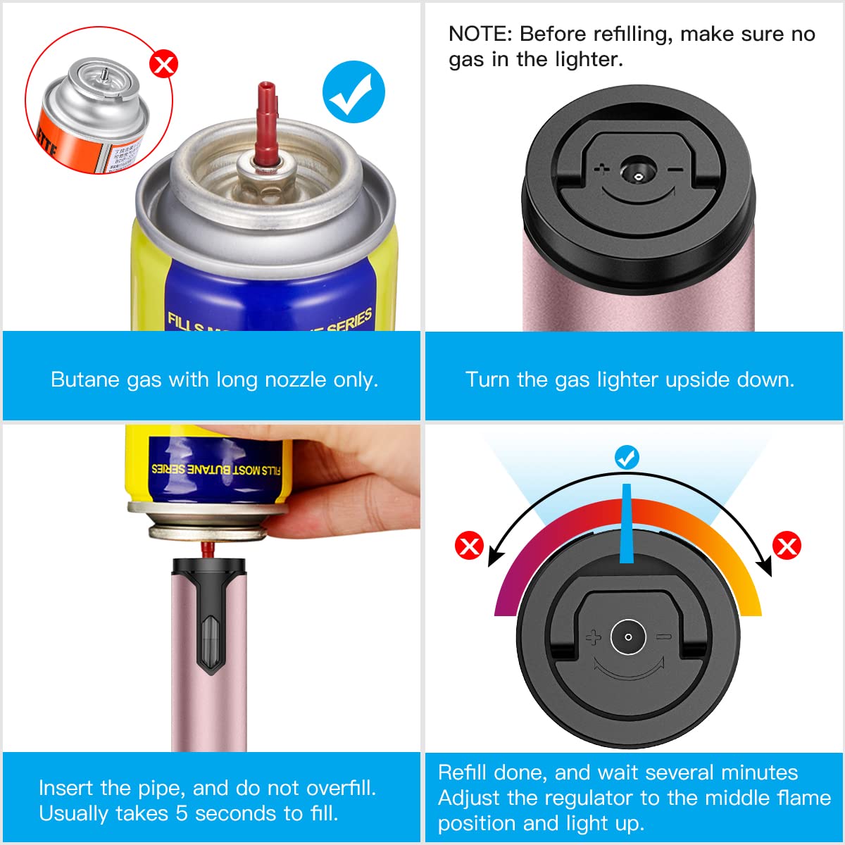 Torch Lighters, Candle Lighters 2 Pack, Butane Lighters, Multipurpose Windproof Butane Refillable Gas Torch Lighter, Jet Flame Mini Torch Lighter for Grills, Fireplaces, Camping. (Butane Not Included)