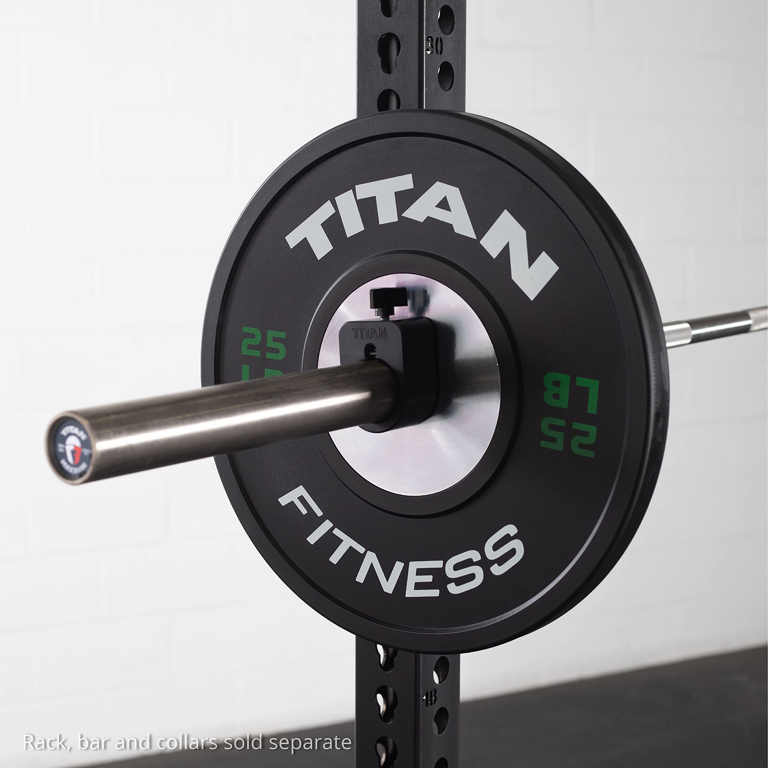 Titan Fitness Elite Olympic Bumper Plates 25 LB Pair Black Rubber with Steel Insert