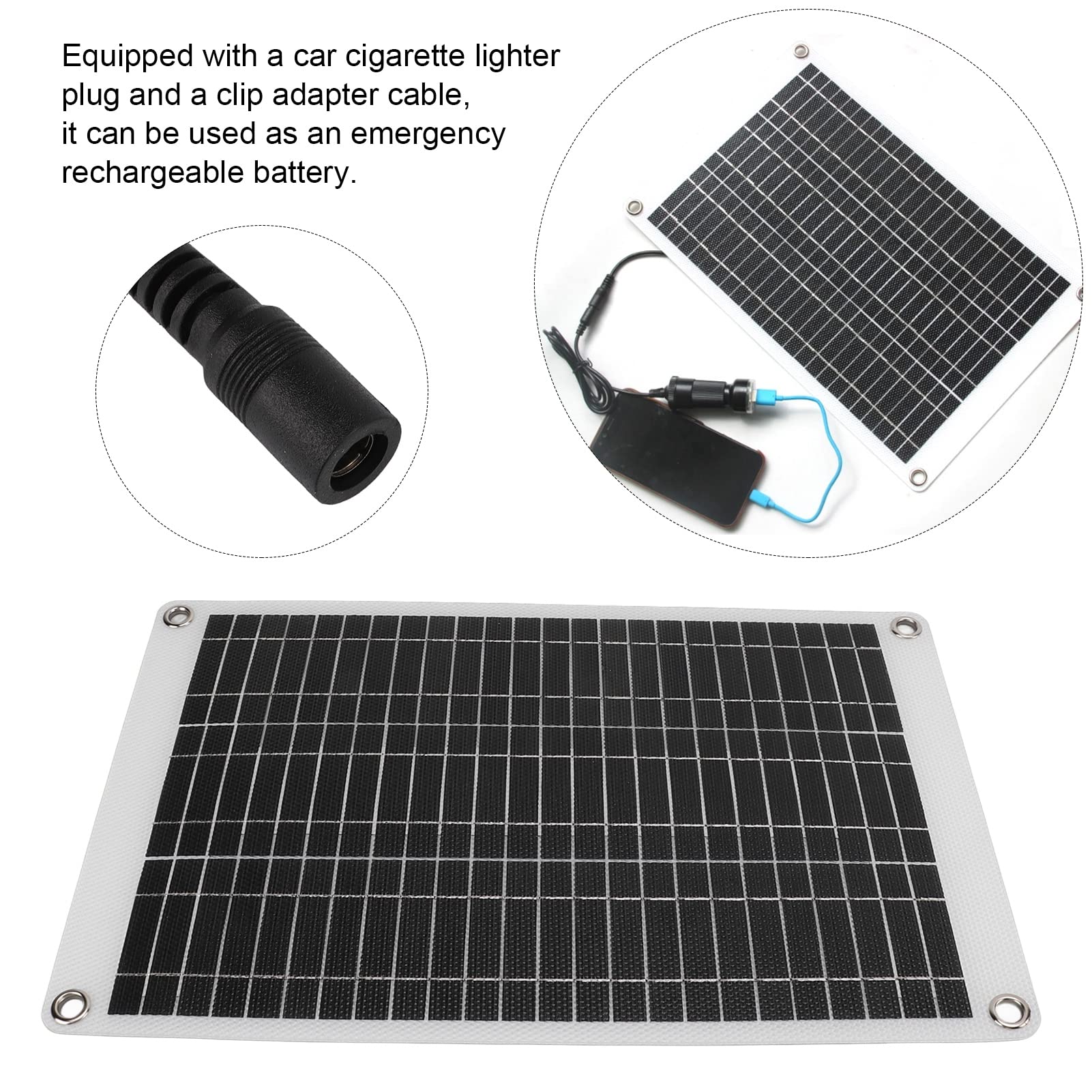 VTOSEN 15W Solar Panel Battery Charger Kit - Portable Solar Panel Charging for Car, Motorcycle, RV - Maintainer for 12V Battery, Mobile Phone - Solar Power Solution