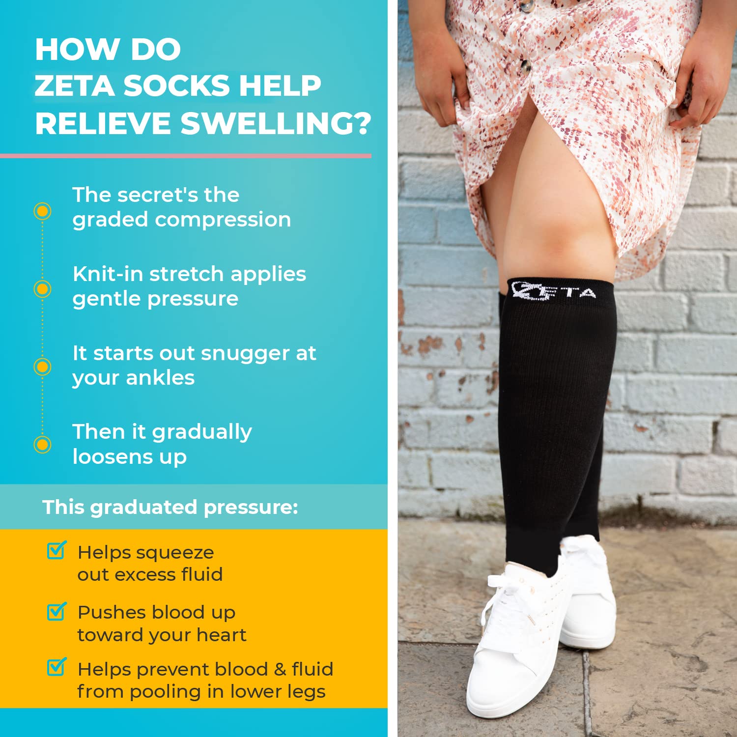 Zeta Wear Plus Size Leg Sleeve Support Socks - The Wide Calf Compression Socks Men and Women Love for Its Amazing Fit, Cotton-Rich Comfort, Compression & Soothing Relief, 1 Pair, 3XL, White