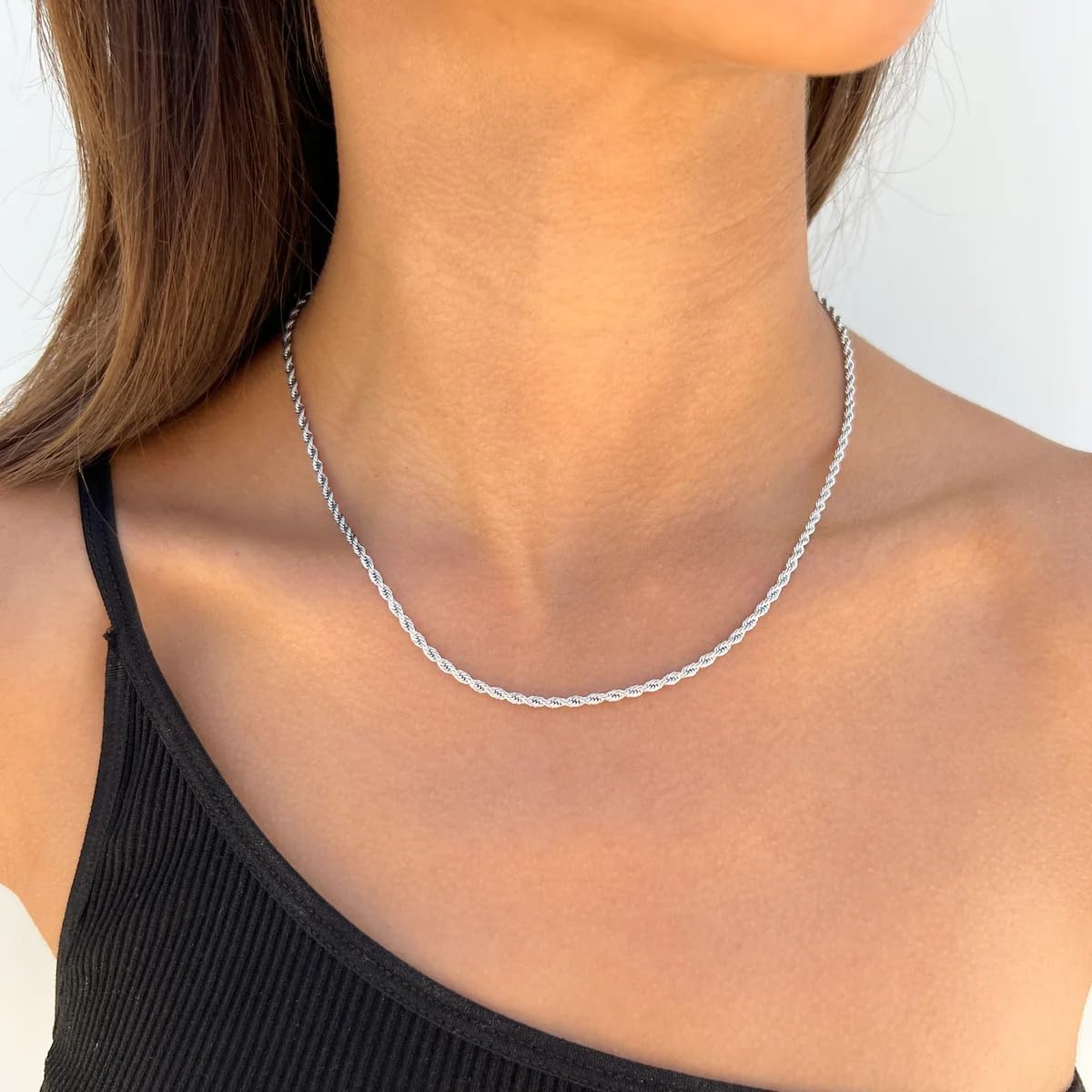 Waitsoul 925 Sterling Silver Rope Chain Lobster Clasp 2mm Silver Chain for Men Women Silver Necklace Chain 20 Inch