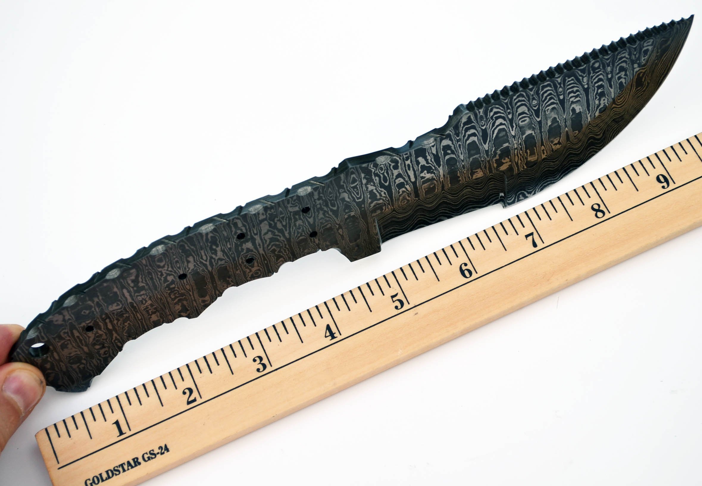 Whole Earth Supply Large Damascus Hunting High Carbon Steel Tracker Blank Blanks Blade Knife Knives Making