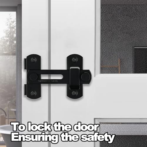 XQDWX Barrel Bolt Door Lock, thickened Stainless Steel Door Lock, Sliding door latch, Black, With Black Screws, 4 Inch, 914BB-BL