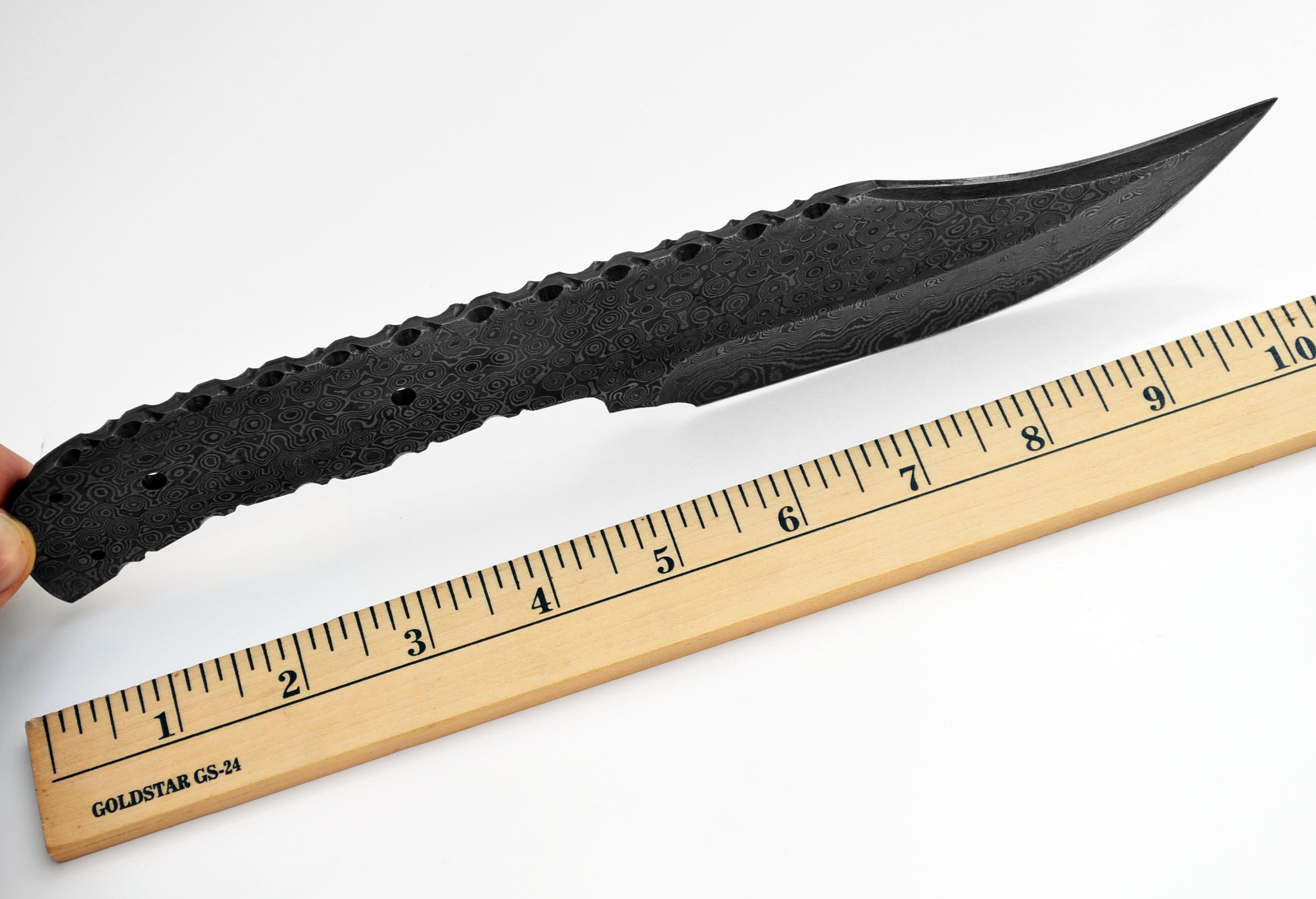 Whole Earth Supply Large Bowie Damascus High Carbon Steel Hunting Blank Blanks Blade Knife Knives Making