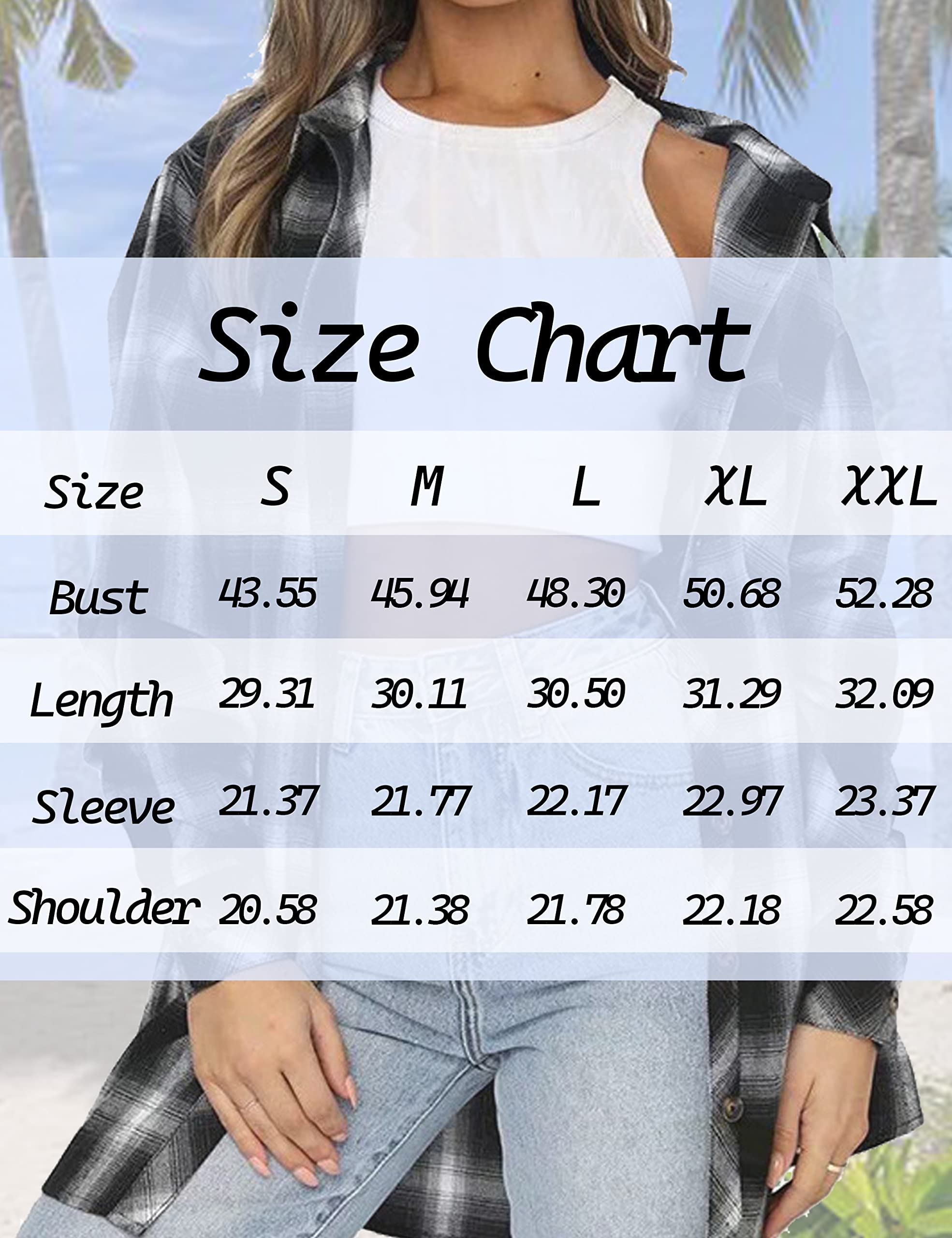 Tiko Miko Flannel Shirts for Women Oversized Plaid Soft Flannel Button Down Shirt Blouses(0001-black-L)