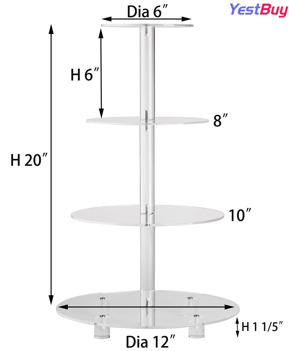 YestBuy 4 Tier Clear Round Wedding Party Acrylic Cupcake Display Tree Tower Stand 1 Unit (20 Inches)