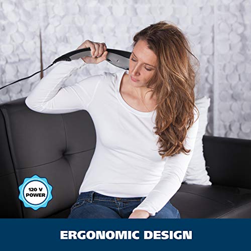 Wahl Long Handle Deluxe Deep Tissue Percussion Therapeutic Handheld Massager - Variable Intensity to Relieve Pain with 5 Unique Attachment Heads and Zippered Storage Case - Model 4290-2201