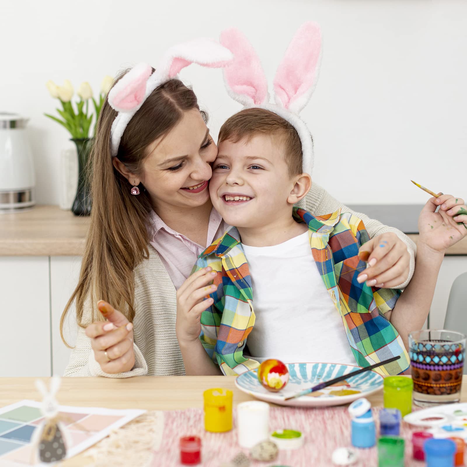 TopTie Easter Bunny Ears Headband for Adults & Kids, Halloween Plush Rabbit Hair Hoop, Party Favors Cosplay Costume