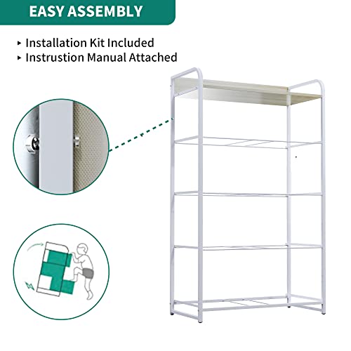 YITAHOME Fabric Dresser with 5 Drawers - Storage Tower with Large Capacity, Organizer Unit for Bedroom, Living Room & Closets - Sturdy Steel Frame, Wooden Top & Easy Pull Fabric Bins (Cream White)