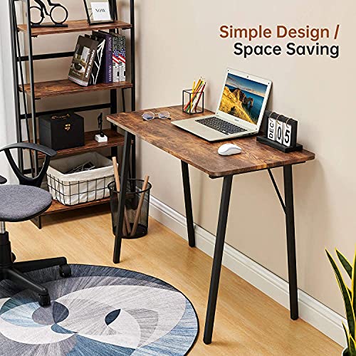 Writing Computer Desk Modern Simple Study Table Kids Desk Small Industrial Home Office Wood Work Desk with Metal Legs Tiny Desk for Bedroom, 39.4 x 18.9 x 29.1 inch Vintage Brown