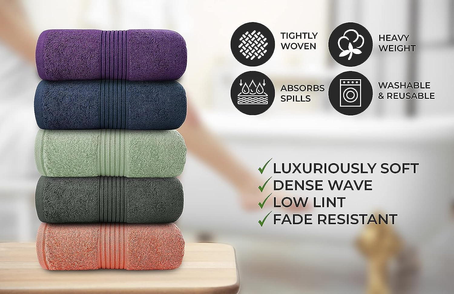 ZUPERIA 100% Combed Cotton Bath Sheet- 600 GSM- (34" x 66") 2 Pack Ultra Soft Large Bath Towels, Highly Absorbent Daily Usage Oeko-TEX Certified Ideal for Pool, Home, Gym (Grey)