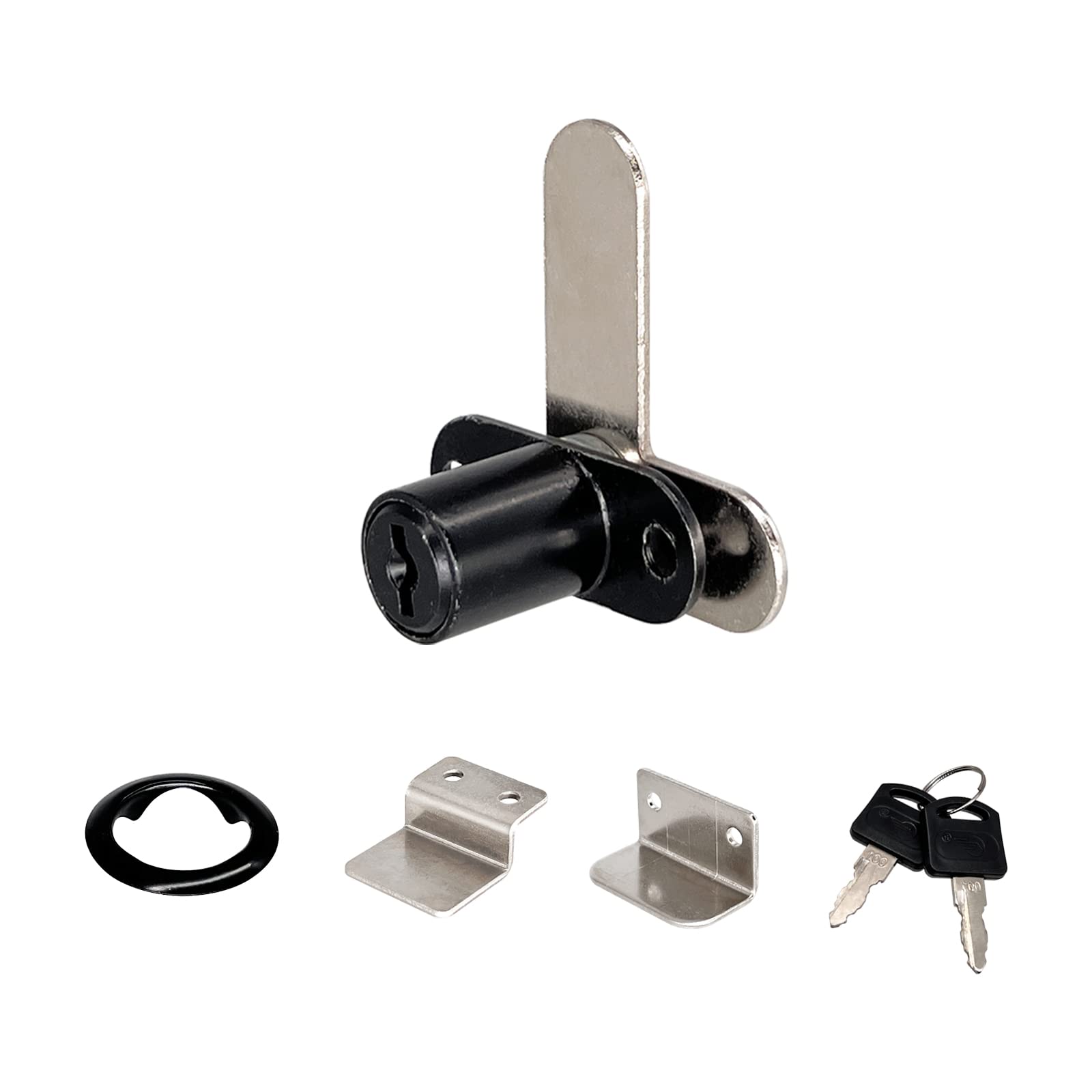 Xnrtop Cam Locks Cabinet Locks Keyed Alike, Cylinder Length Fits on 0.4'', Secure File Drawer Mailbox RV Storage Tool Box Replacement Lock Set, Zinc Alloy(5/8 Inch 6Pcs) (Black, 19mm)