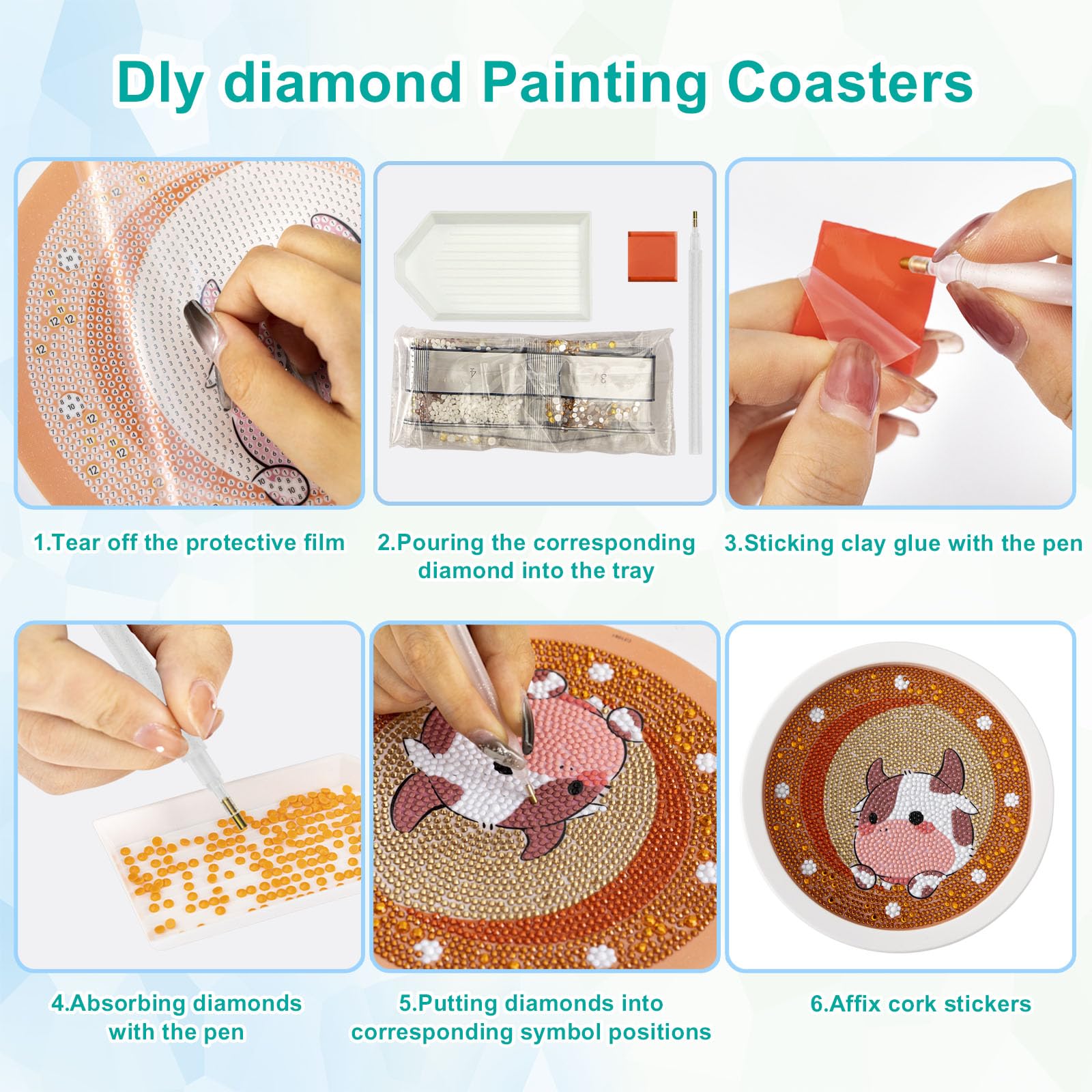TINMI ARTS Kids' Paint by Number Kits-Ox 5D Diamond Dotz Kits ,Diamond Painting for Kids 6-8, Frame Kit Set for Beginners, Crafts for Kids Age 4-6, 6-8, 8-12