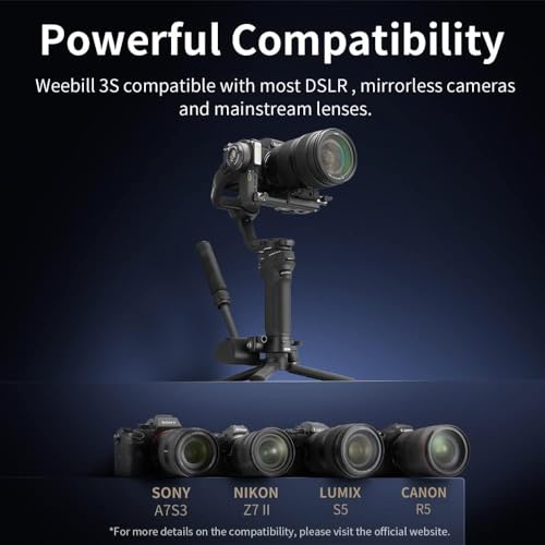 Zhiyun Weebill 3S Gimbal Stabilizer for DSLR and Mirrorless Camera, Professional Video Stabilizer for Sony Canon Nikon Panasonic Fujifilm Built-in LED Fill Light Support PD Fast Charge