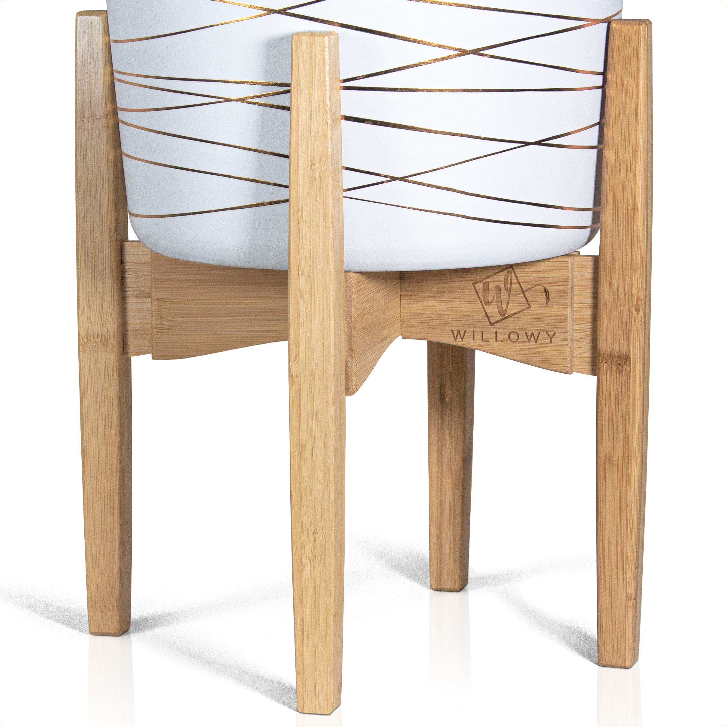 Willowy Adjustable Bamboo Plant Stand - Expandable from 8.25 Inches to 11.75 Inches - Modern & Elegant Decor - 8 to 12 inch Pot Holder - (Stand only)