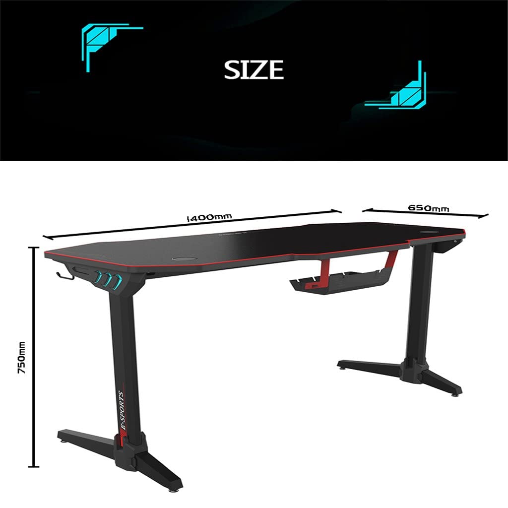 WFHTU 55 Inch Computer Laptop Desk Ergonomic Gaming Desk E-Sports Computer Table PC Workstation with Mouse Pad Gamer Tables RGB Light
