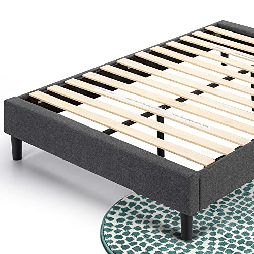 ZINUS Curtis Upholstered Platform Bed Frame / Mattress Foundation / Wood Slat Support / No Box Spring Needed / Easy Assembly, Grey, King