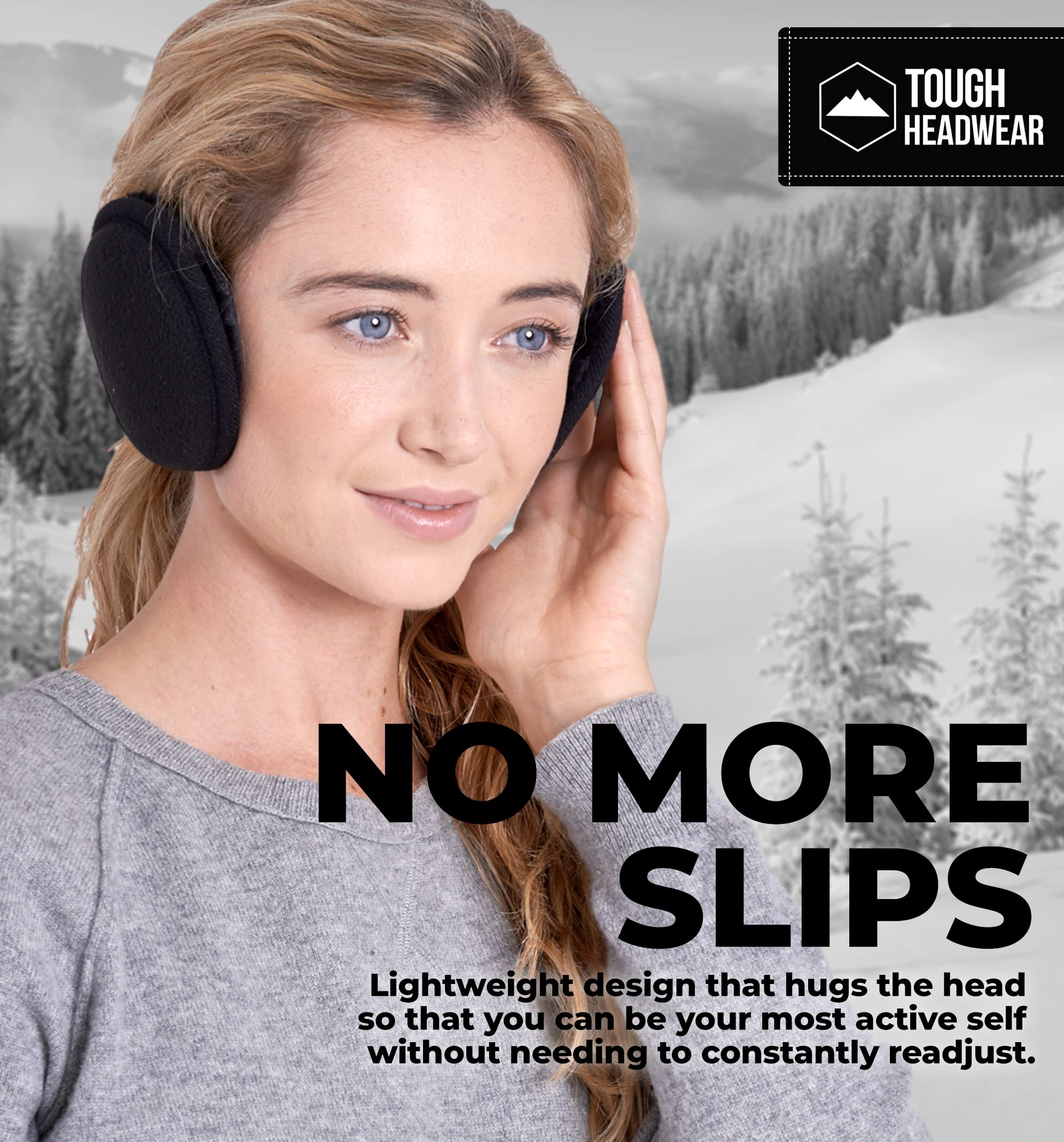 Tough Headwear Ear Muffs - Earmuffs for Men & Women - Fleece Ear Warmers & Behind the Head Ear Muffs