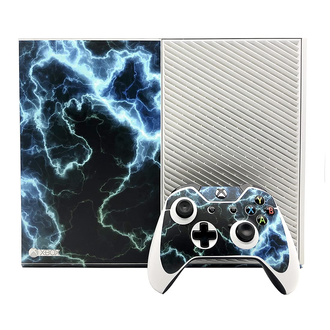 UUShop Protective Vinyl Skin Decal Cover for Microsoft Xbox One Console wrap sticker skins with two Free wireless controller decals Lightnings(NOT for One S or X)