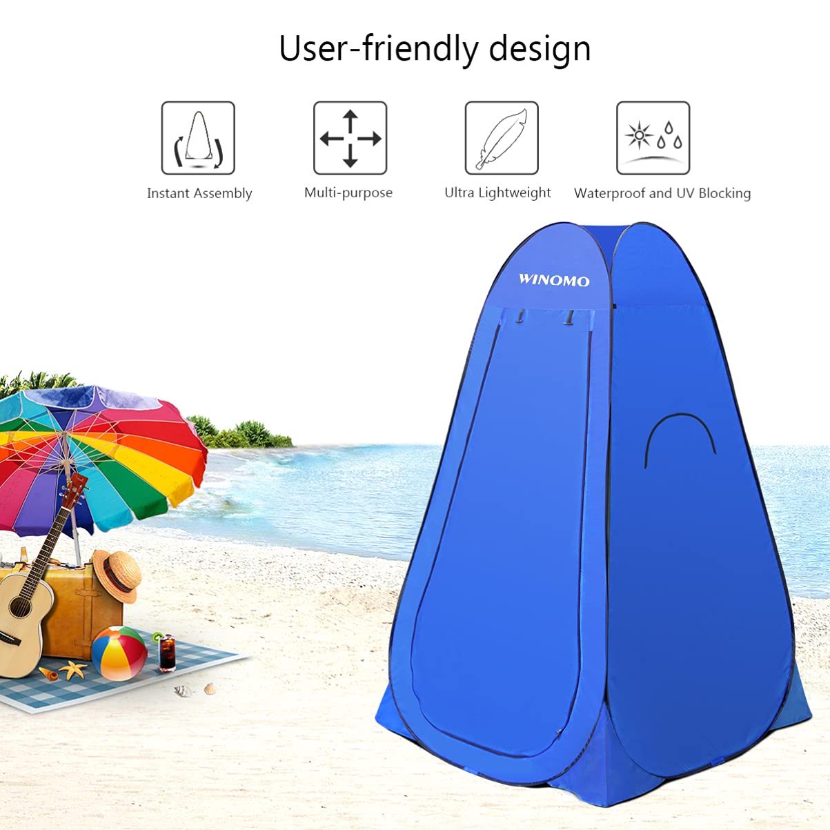 WINOMO Pop Up Shower Tent Portable Changing Room Privacy Shelter with Carry Bag for Camping Hiking Beach Toilet