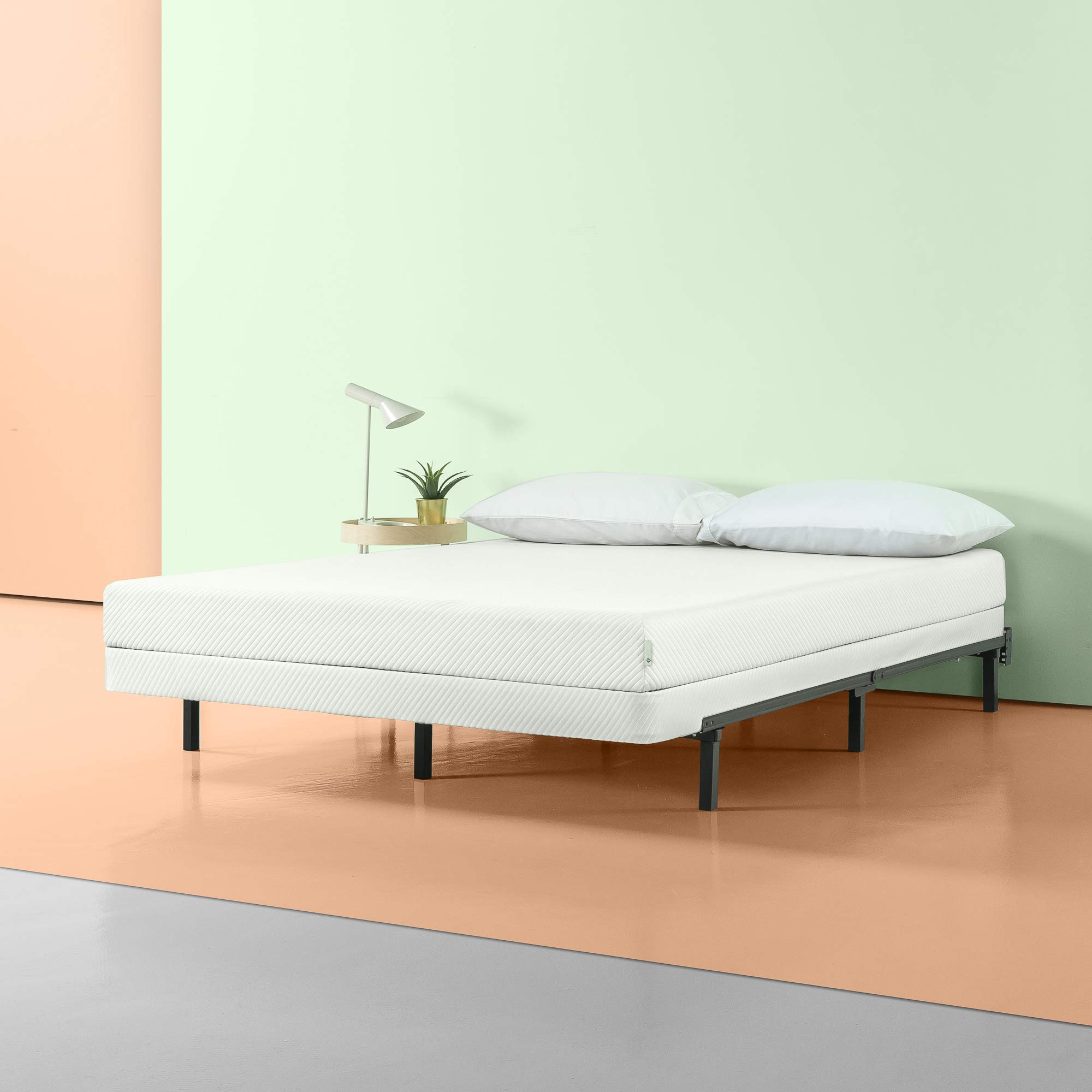 ZINUS No Assembly Metal Box Spring / 4 Inch Cool Grey Mattress Foundation / Sturdy Metal Structure, Full