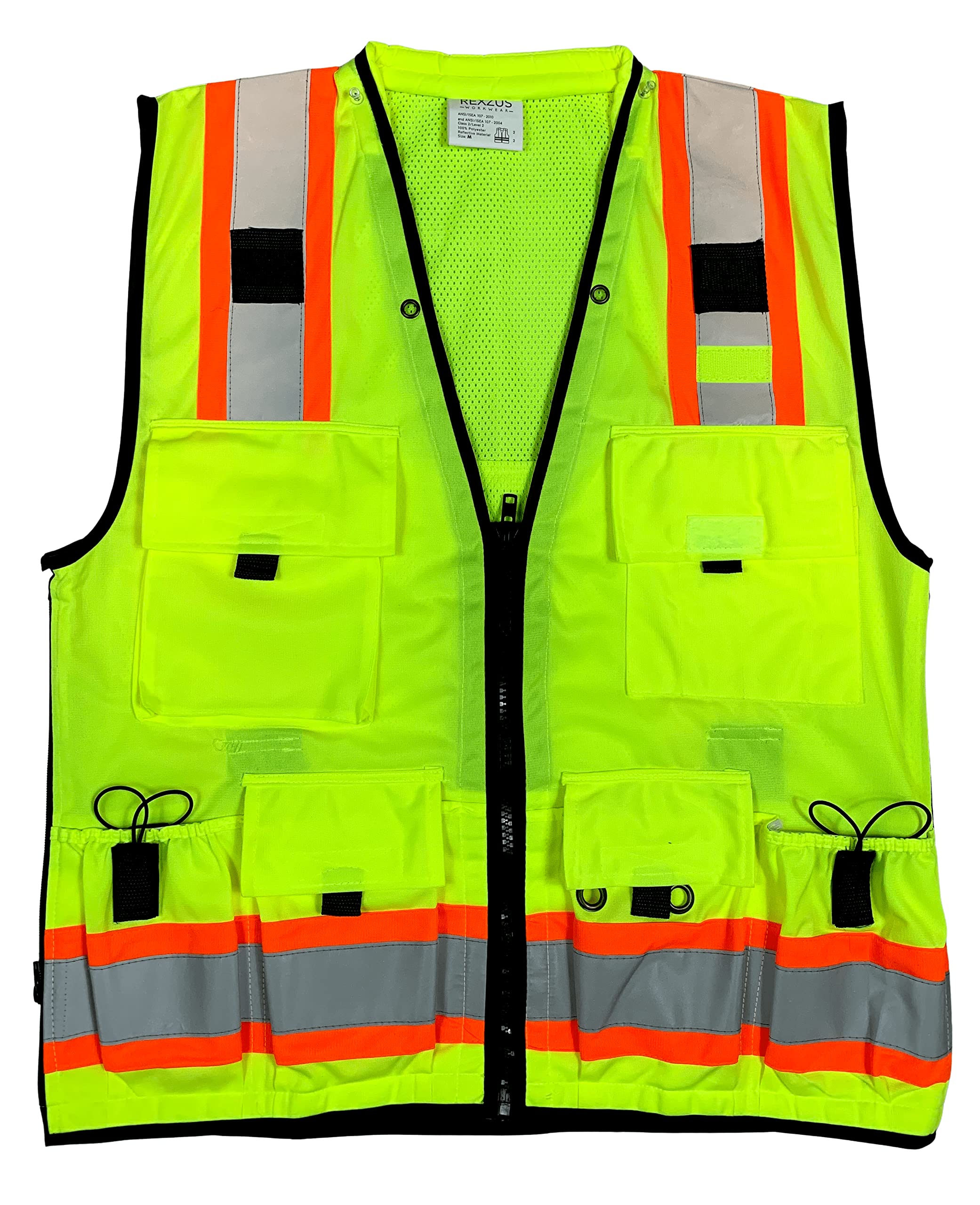 Vero1992 (F Safety Vest For Men's Engineer High Visibility Vest With Pockets and Zipper Tape 3M (Large, Yellow)
