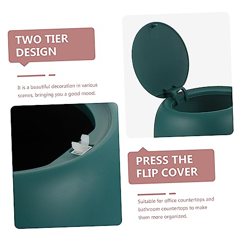 WATIIFUFU Desktop Trash can Countertop Trash Bin car Waste can Flipping Trash Bin Mini Waste countertop Garbage can Garbage Container Tiny Recycle Multifunction Collector Plastic Clamshell
