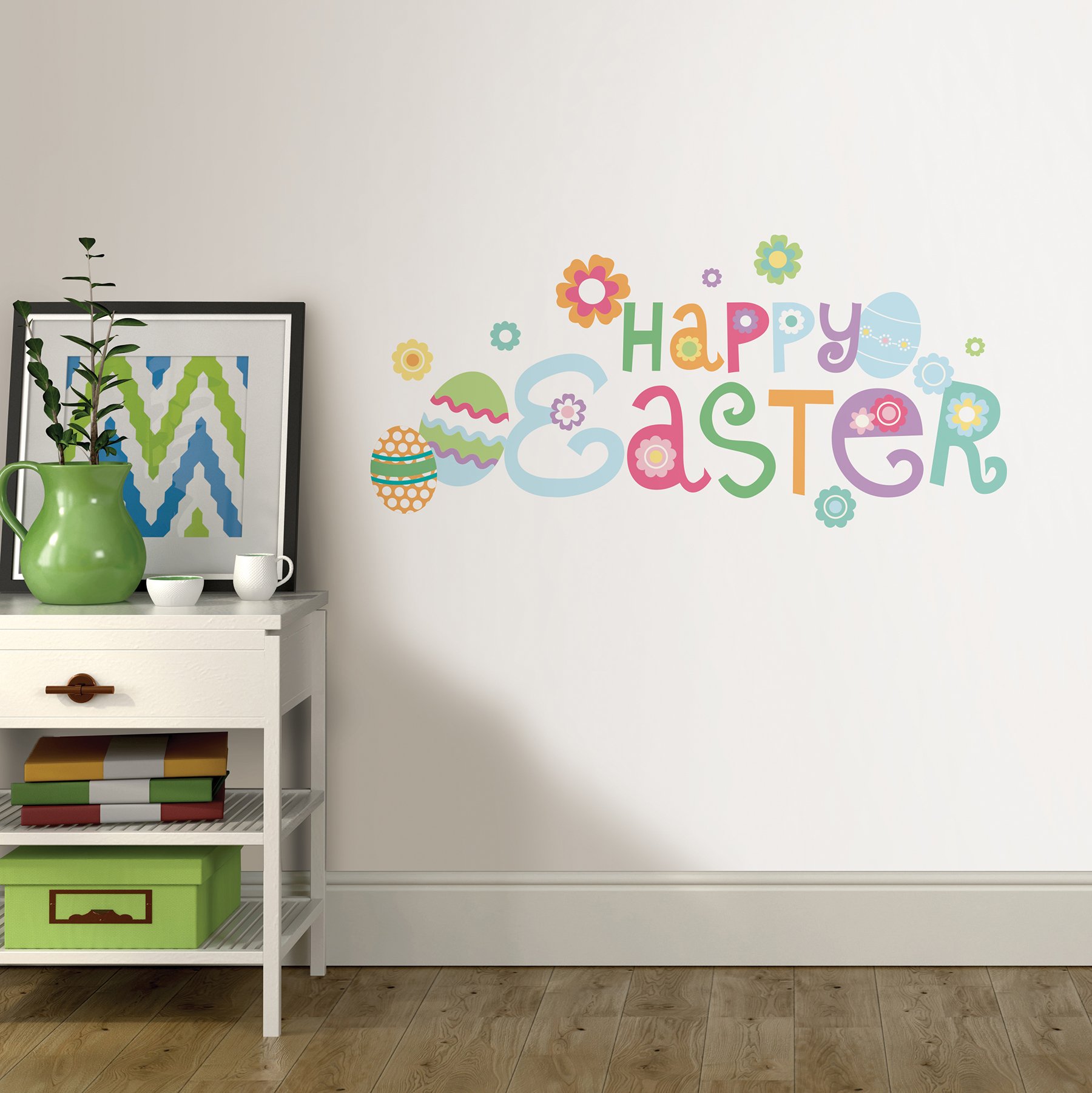 WallPops DWPQ2406 Happy Easter Wall Quote, Multicolor