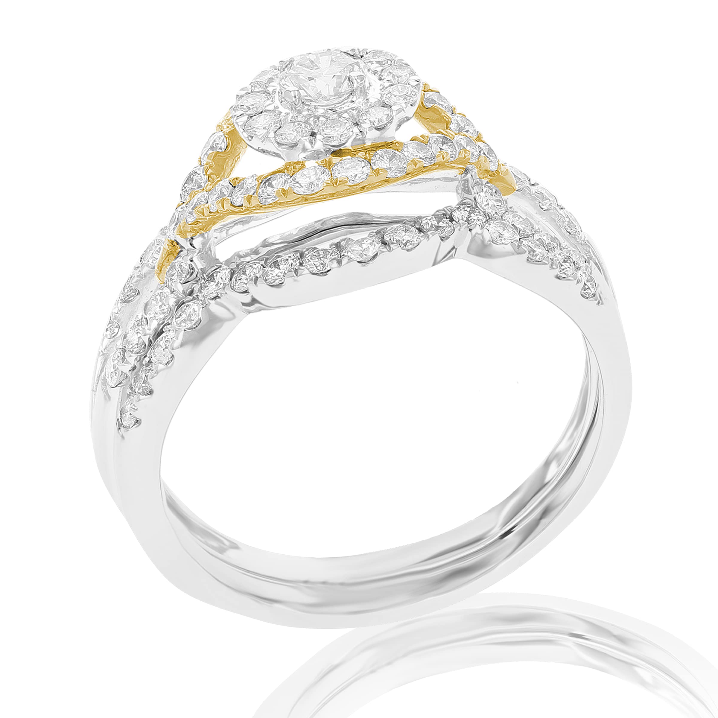 Vir Jewels 1 cttw Diamond Wedding Engagement Ring Set 14K Yellow Gold Halo Bridal Size 7