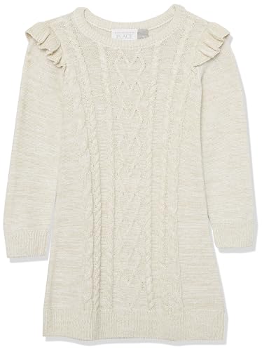 The Children's Place Baby Girls' and Toddler Sweater Dress, White Cable Knit, 9-12 Months