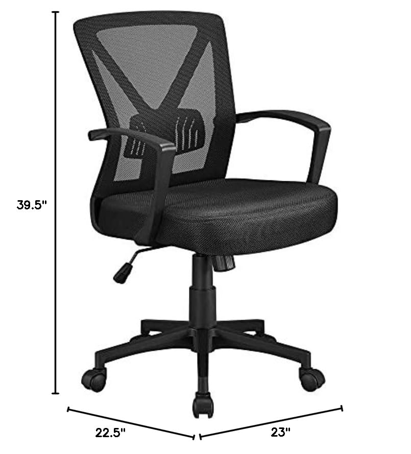 Yaheetech Office Chair Computer Desk Chair Swivel Ergonomic Chair Rolling Executive Office Chair with Wheels and Lumbar Support for Home Office and Study, Black