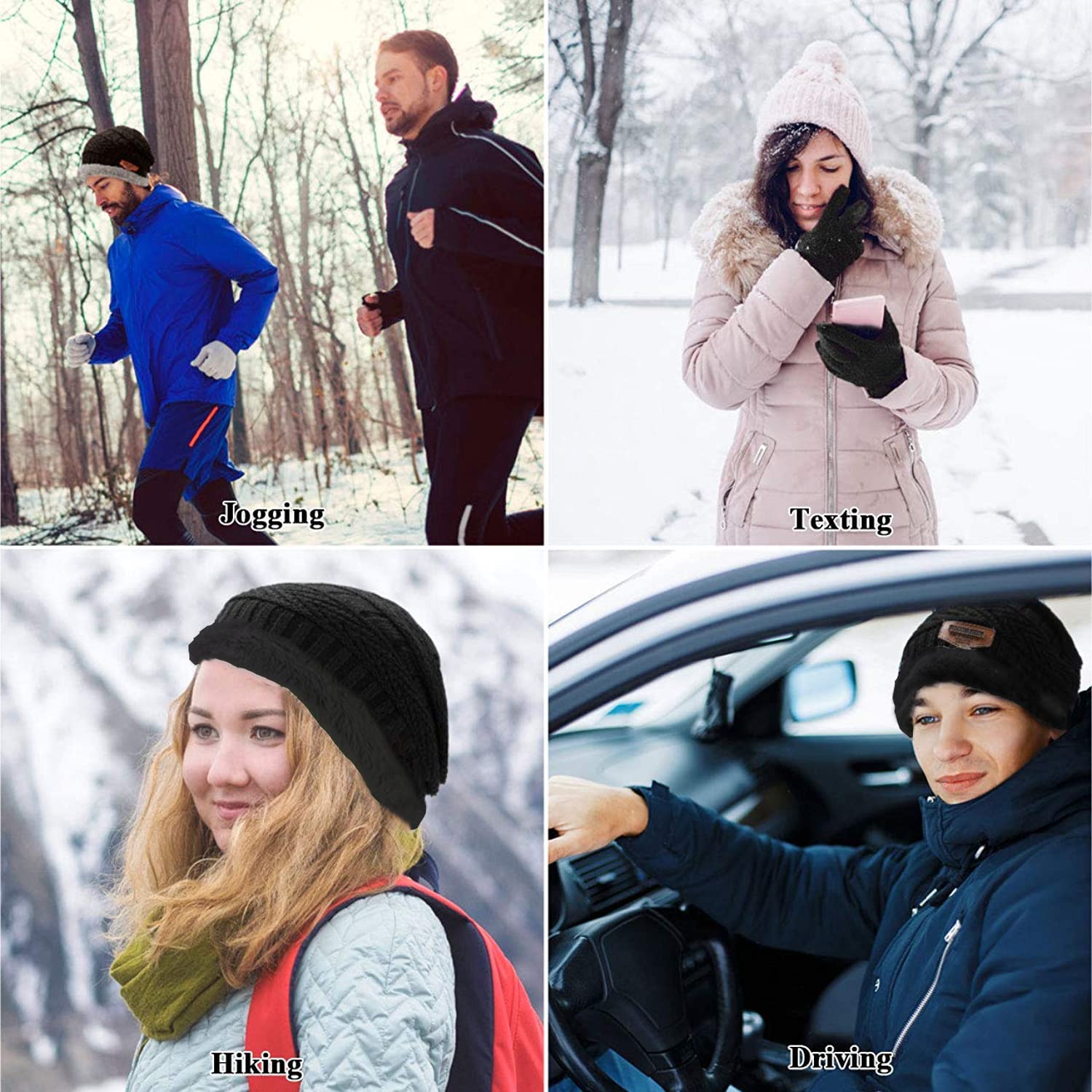Winter Hat Scarf and Gloves Set, Winter Warm Knit Beanie Hat, Soft Comfortable Fleece Lined Winter Hat & Scarf for Men Women