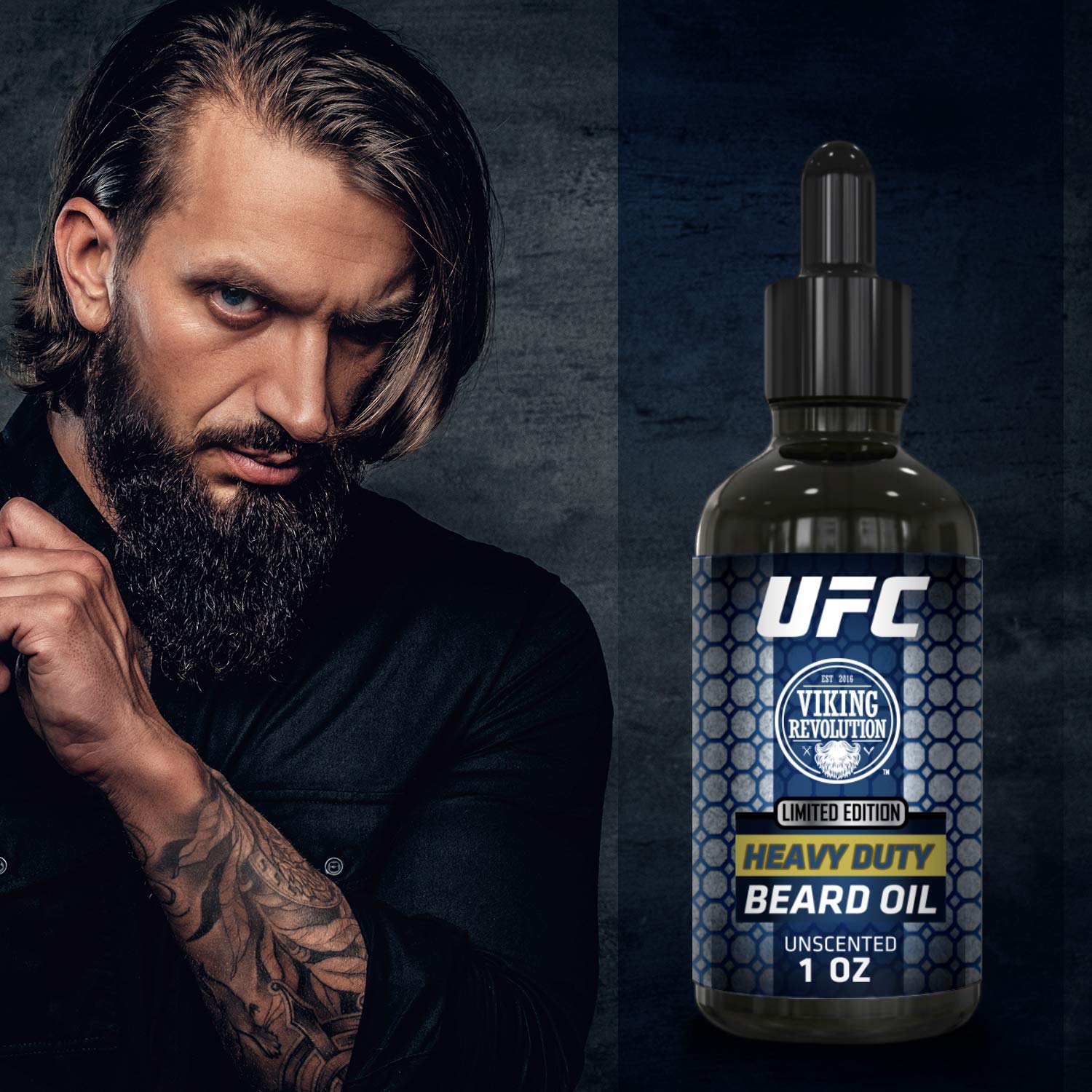 UFC Heavy Duty Beard Oil for Men - All Natural Unscented Argan, Jojoba Oils & Castor Oils - Softens, Smooths & Strengthens Beard Growth - Grooming Beard Conditioner