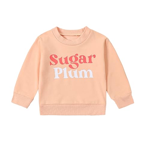 Toddler Baby Boy Girl Christmas Outfit Crewneck Sweatshirt Oversized Long Sleeve Pullover Sweater Christmas Clothes (Sugar Plum Pink, 2-3 Years)