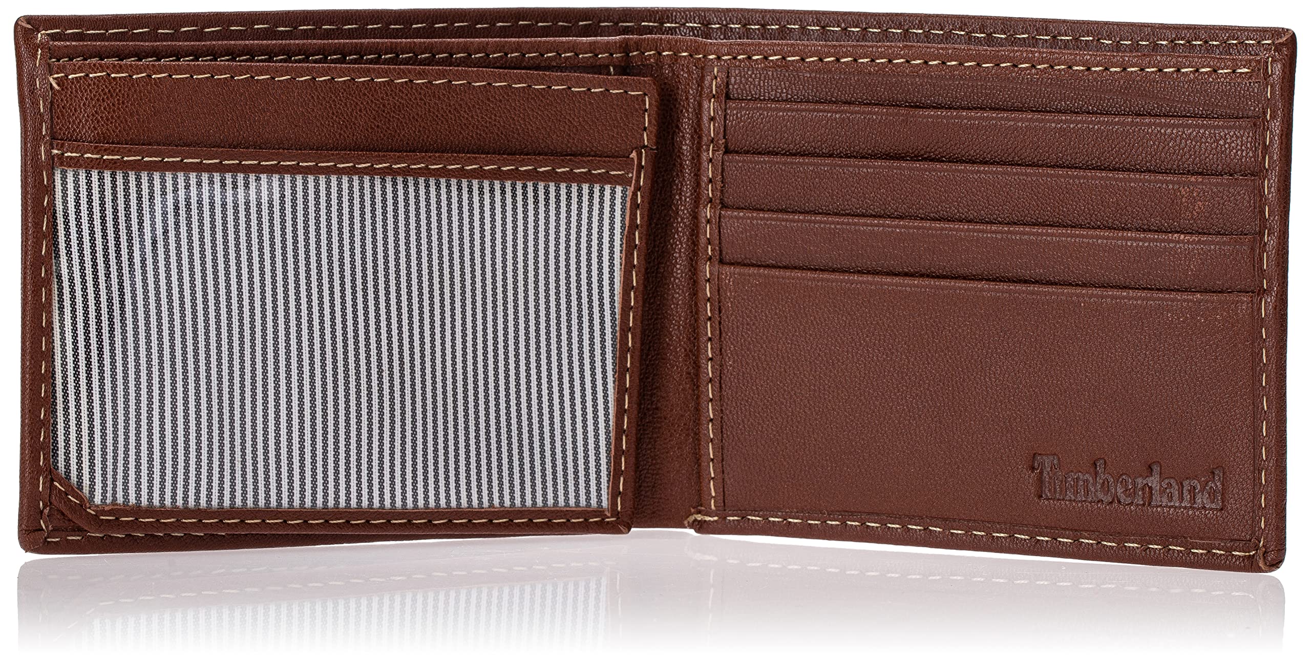 Timberland Men's Leather Passcase Trifold Wallet Hybrid, Cognac (Hundson), One Size